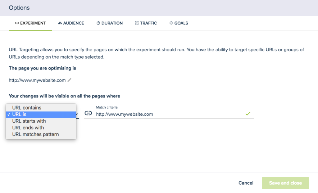 Which URL targeting should I use for my a/b test? - Convertize